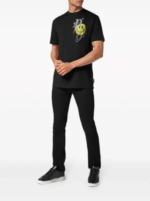 Philipp Plein Rhinestone-logo Cotton T-shirt - Black