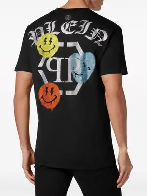 Philipp Plein Rhinestone-logo Cotton T-shirt - Black
