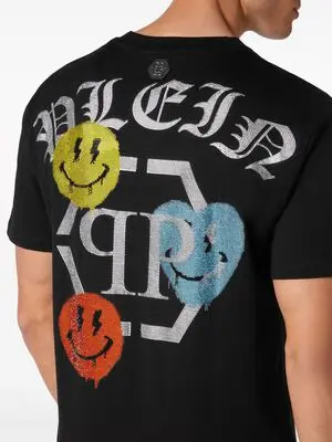 Philipp Plein Rhinestone-logo Cotton T-shirt - Black
