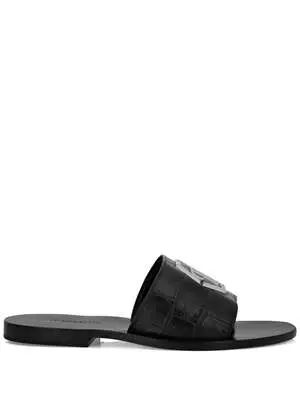 Philipp Plein Logo-plaque Leather Sandals - Black