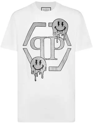 Philipp Plein Rhinestone-logo Cotton T-shirt - White