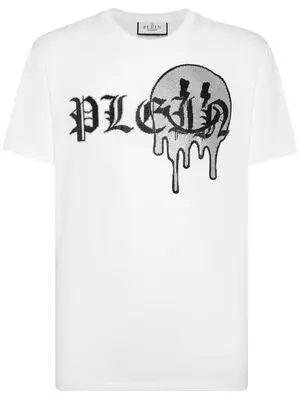 Philipp Plein Rhinestone-logo Cotton T-shirt - White