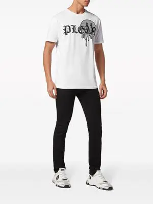 Philipp Plein Rhinestone-logo Cotton T-shirt - White