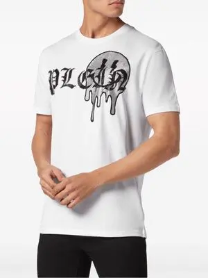 Philipp Plein Rhinestone-logo Cotton T-shirt - White