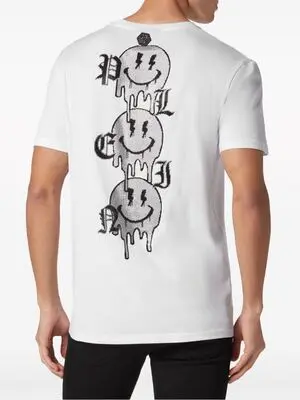 Philipp Plein Rhinestone-logo Cotton T-shirt - White