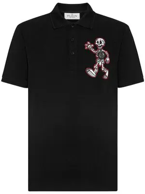 Philipp Plein Skully Gang Cotton Polo Shirt - Black