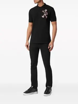 Philipp Plein Skully Gang Cotton Polo Shirt - Black