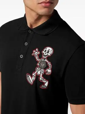 Philipp Plein Skully Gang Cotton Polo Shirt - Black