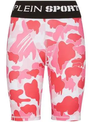 PLEIN SPORT Camouflage-print Logo-waistband Leggings - Pink