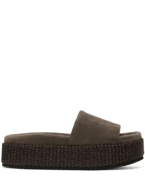 Brunello Cucinelli Suede Flatform Slides