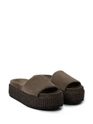 Brunello Cucinelli Suede Flatform Slides