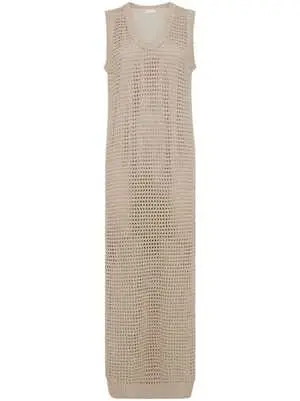 Brunello Cucinelli Open-knit Cotton-blend Maxi Dress