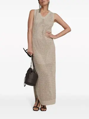 Brunello Cucinelli Open-knit Cotton-blend Maxi Dress