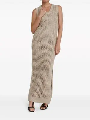 Brunello Cucinelli Open-knit Cotton-blend Maxi Dress