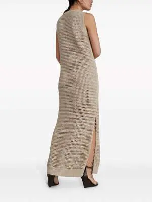 Brunello Cucinelli Open-knit Cotton-blend Maxi Dress