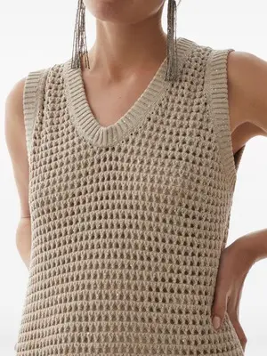 Brunello Cucinelli Open-knit Cotton-blend Maxi Dress