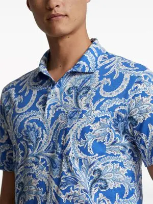 Ralph Lauren Paisley-Print Cotton Polo Shirt In Blue - 40% Off