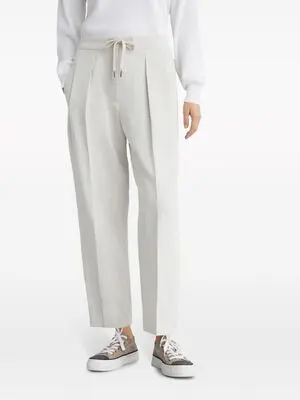 Brunello Cucinelli Straight-leg Gabardine Trousers - Neutrals