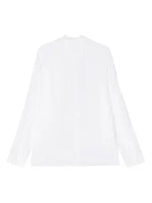 Transit Ribbed-band Collar Linen Shirt - White