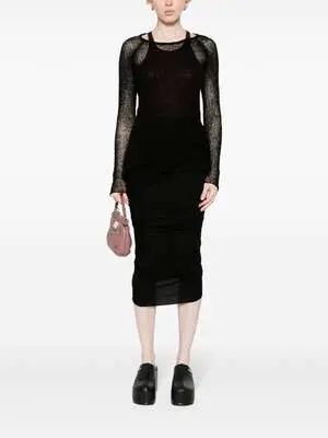 Rick Owens Ruched Midi Skirt
