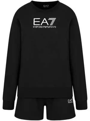 EA7 Logo-print Track Shorts - Black