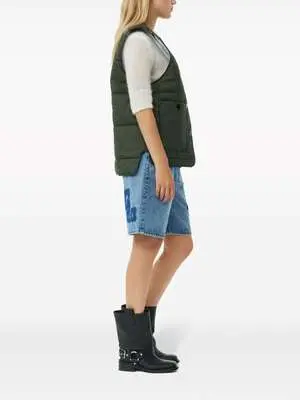 GANNI Button-up Quilted Gilet - Green