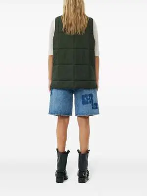 GANNI Button-up Quilted Gilet - Green