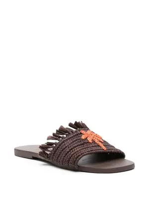 Manebí Raffia Slides - Brown