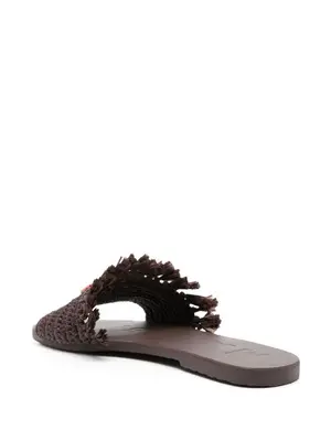 Manebí Raffia Slides - Brown
