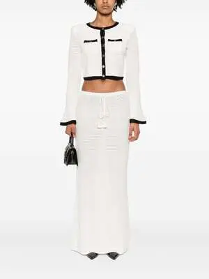 SELF-PORTRAIT Sequinned Pointelle-knit Maxi Skirt