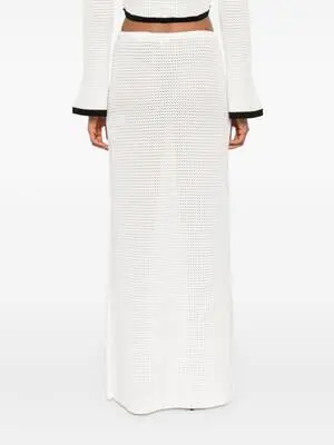SELF-PORTRAIT Sequinned Pointelle-knit Maxi Skirt