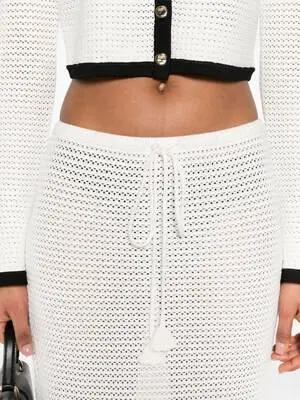 SELF-PORTRAIT Sequinned Pointelle-knit Maxi Skirt