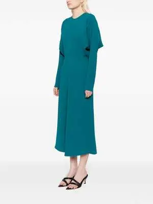 Victoria Beckham Dolman-sleeves Draped Midi Dress - Green