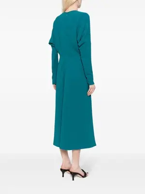 Victoria Beckham Dolman-sleeves Draped Midi Dress - Green