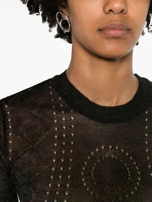 MARINE SERRE Pointelle-knit Cropped Blouse