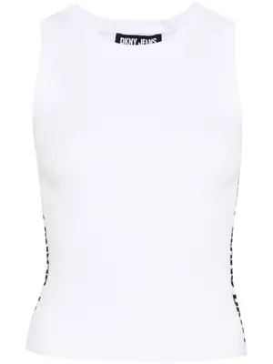 Dkny Jacquard-logo Ribbed Tank