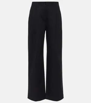 TOTEME Cotton Twill Wide-leg Trousers - Black