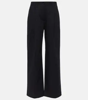 TOTEME Cotton Twill Wide-leg Trousers - Black