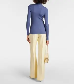 Wolford Ribbed-knit Virgin Wool Turtleneck Top - Blue
