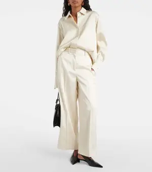 JIL SANDER Satin Wide-leg Pants - Beige