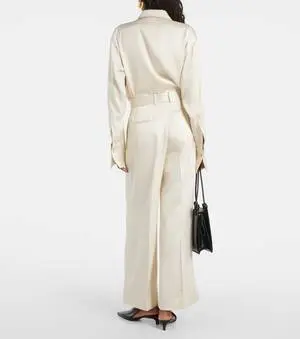 JIL SANDER Satin Wide-leg Pants - Beige