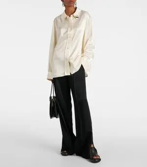 JIL SANDER Satin Wide-leg Pants - Black
