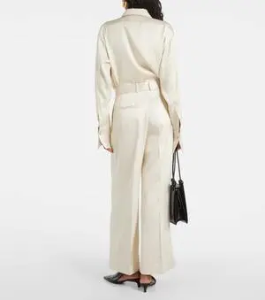 JIL SANDER Satin Wide-leg Pants - Ivory