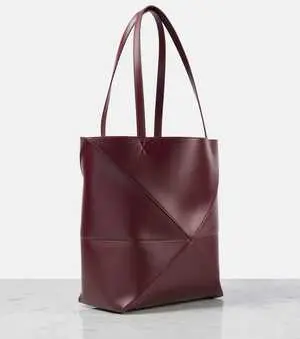 Loewe Puzzle Fold Medium Leather Tote Bag - Red