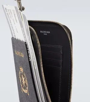 Balenciaga Leather-trimmed Phone And Passport Holder
