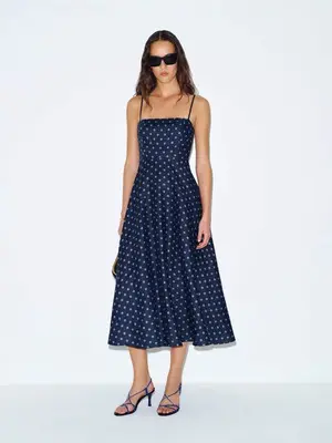 REFORMATION Monette Linen Dress - Blue