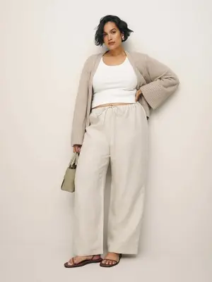 REFORMATION Olina Linen Pant Es - Natural