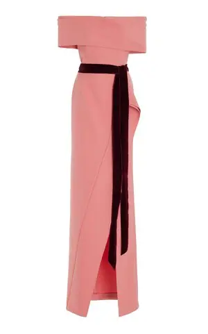 Oscar De La Renta Off-the-shoulder Wool Gown
