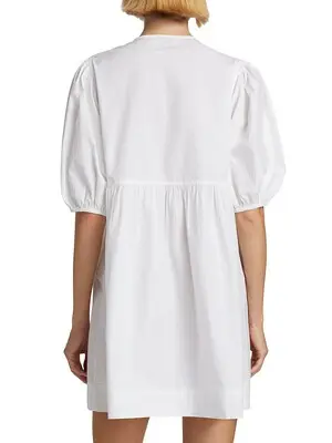 GANNI Poplin Bow Short-sleeve Minidress - Bright White