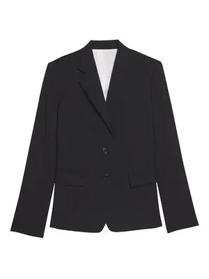Helmut Lang Women's Wool Tailored Blazer - Navy  - Black